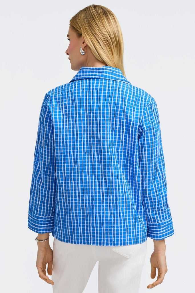 Sammy Crinkle 3/4 Sleeve Popover Shirt Jacket- Foxcroft