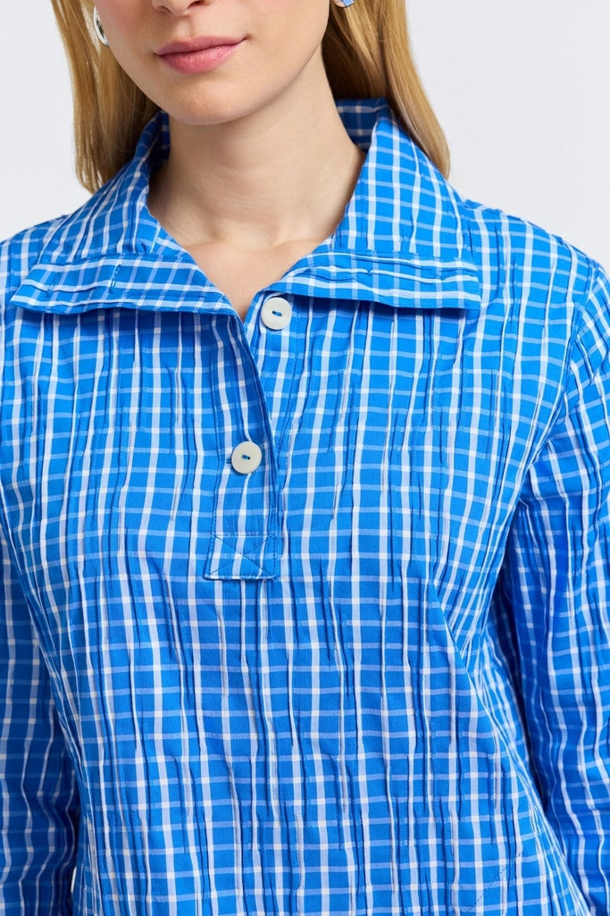 Sammy Crinkle 3/4 Sleeve Popover Shirt Jacket- Foxcroft