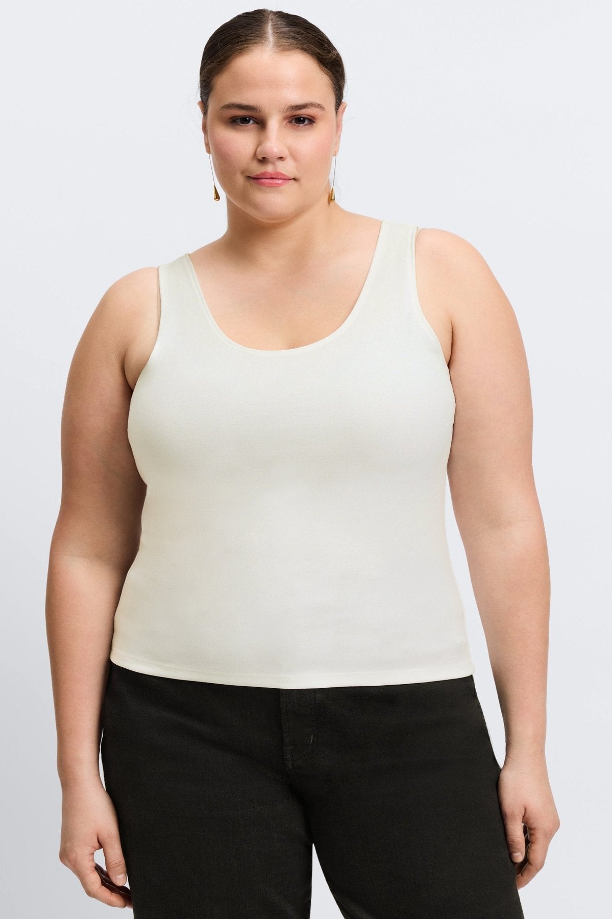 Georgia Plus Knit Crepe Sleeveless Tank- Foxcroft