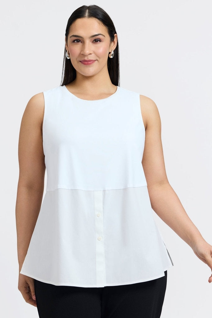 Jesse Plus Knit-Woven Crew Cut Sleeveless Layering Tank