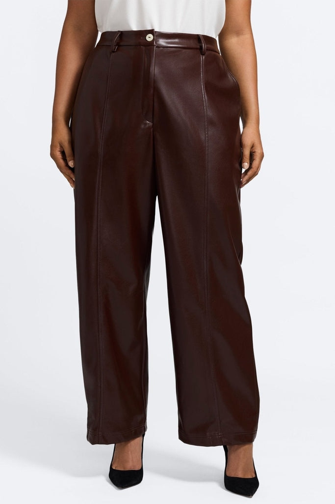 Ciara Plus Vegan Leather Wide Leg Trouser – Foxcroft