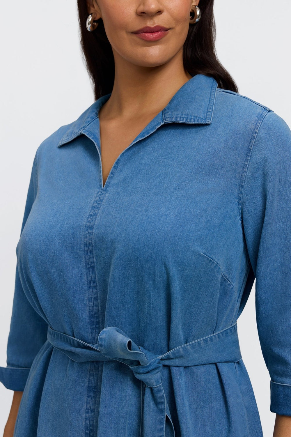 Agnes Plus Tencel® Denim 3/4 Sleeve Dress